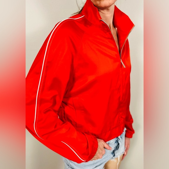 Zara | Jackets & Coats | Zara Red Satin Track Jacket | Poshmark